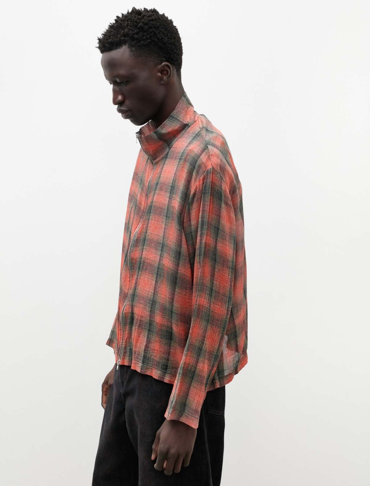 Our Legacy Shrunken Full Zip Polo - Lumbercheck Print | Garmentory