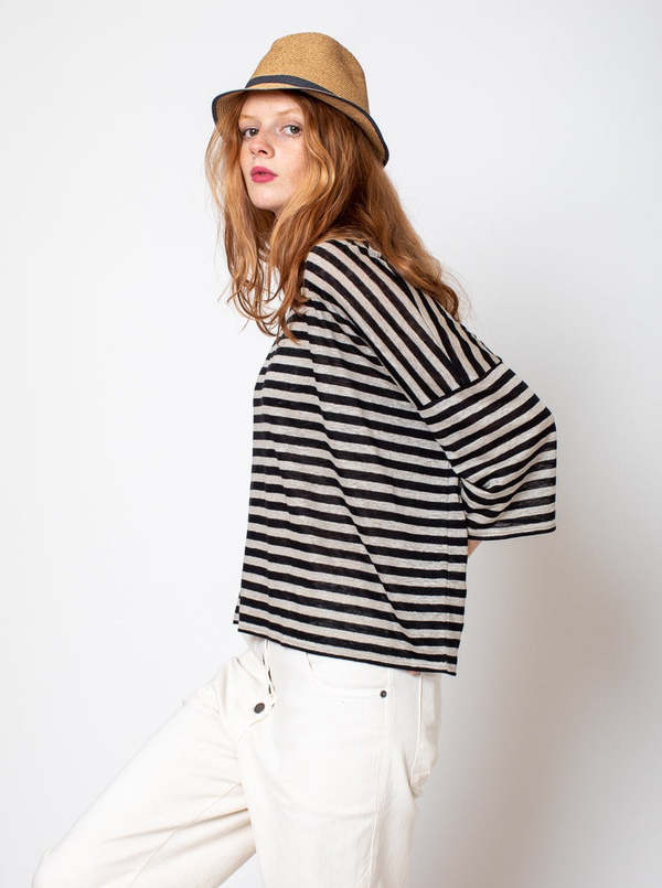 Mature Ha Boxed Hat 4.5cm Brim with Grosgrain Ribbon - Mix Brown/Charcoal | Garmentory