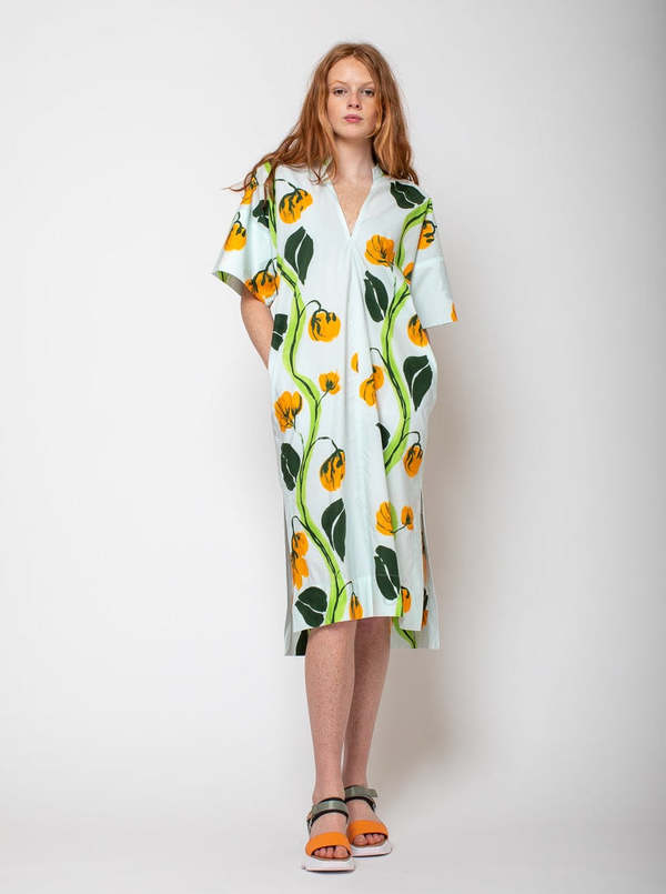 Odeeh Short Sleeve Printed Dress - Ice Green | Garmentory
