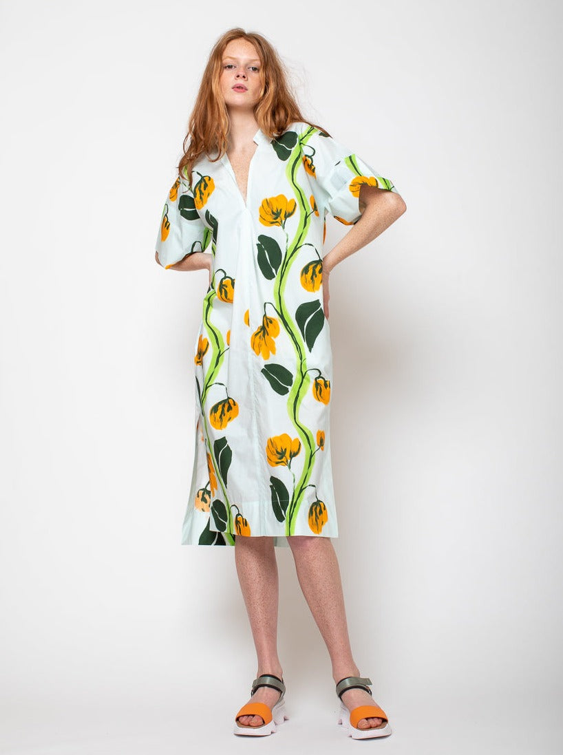 Odeeh Short Sleeve Printed Dress - Ice Green | Garmentory
