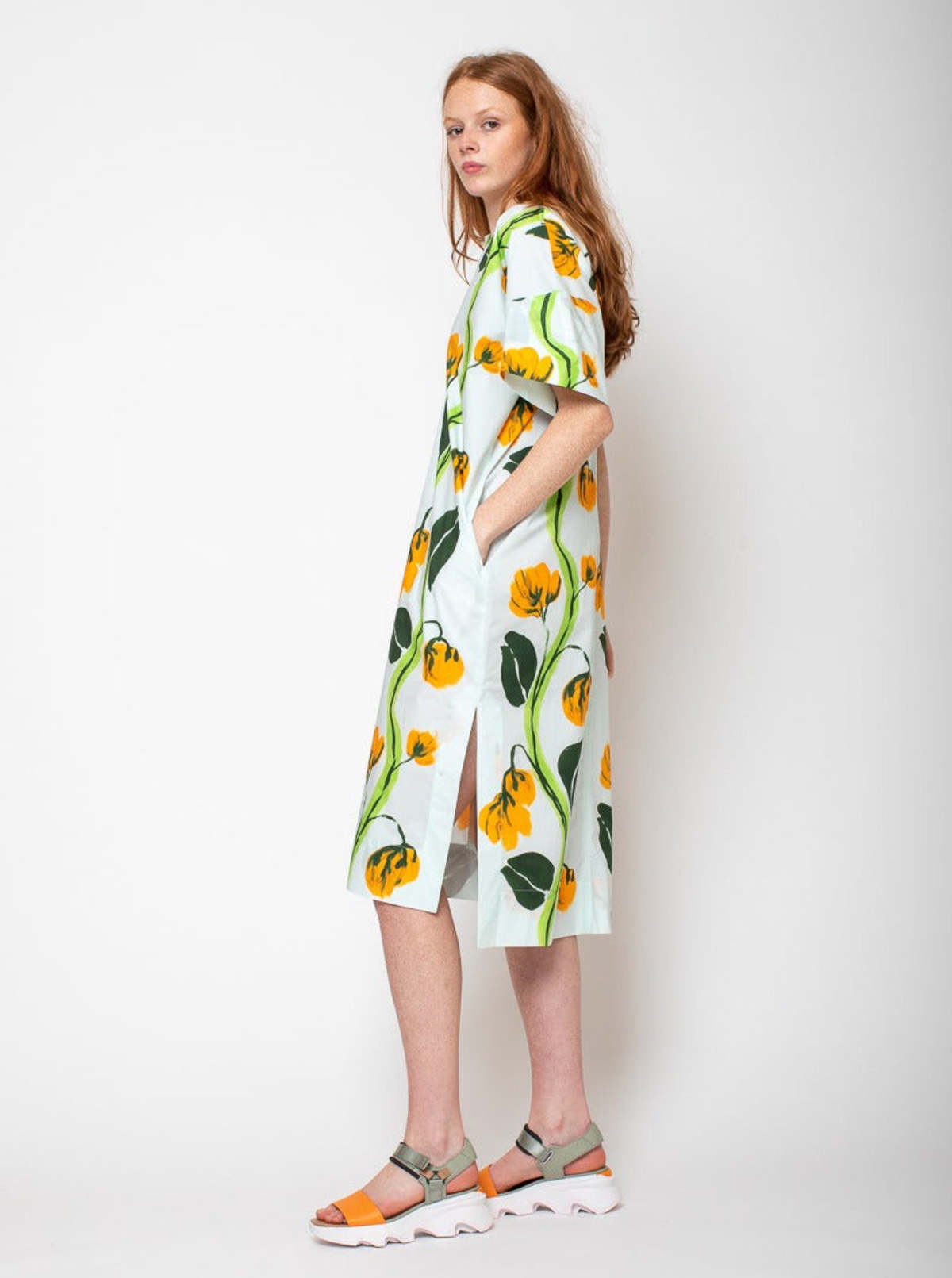 Odeeh Short Sleeve Printed Dress - Ice Green | Garmentory