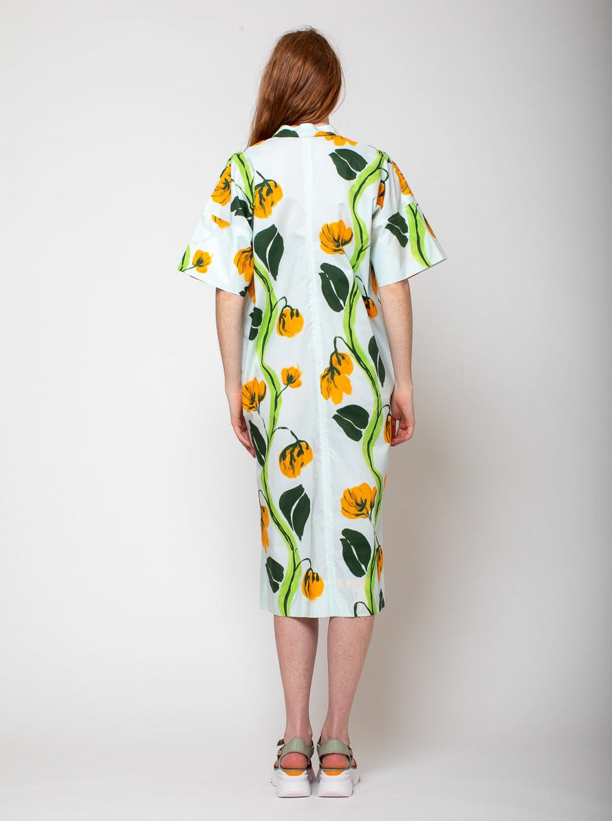 Odeeh Short Sleeve Printed Dress - Ice Green | Garmentory