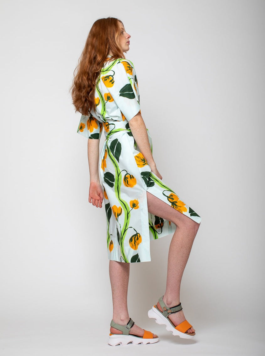 Odeeh Short Sleeve Printed Dress - Ice Green | Garmentory