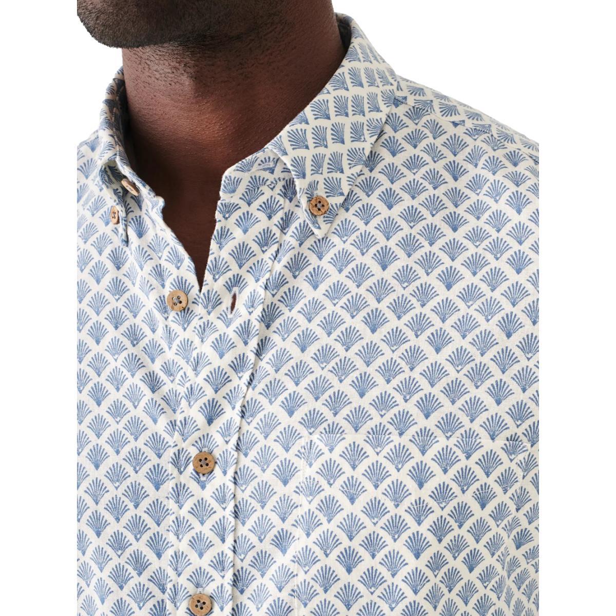 Faherty Short Sleeve Breeze Shirt - White Wall Scallop Print | Garmentory