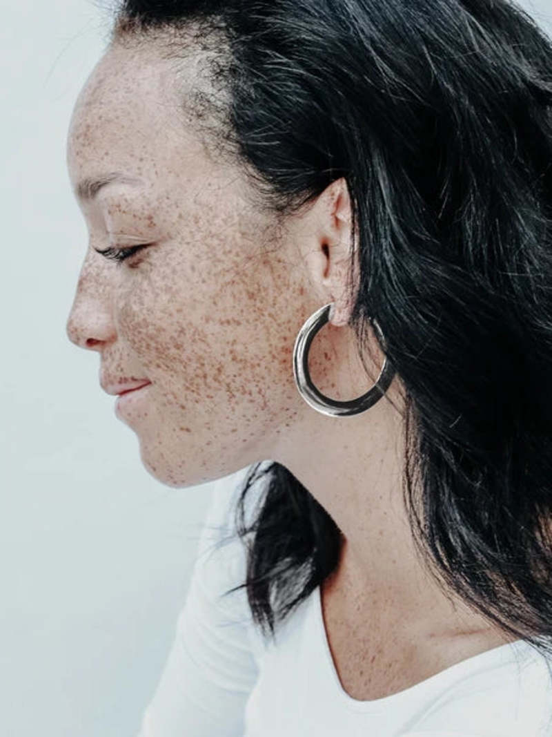 Rahya Jewelry Design Sage Large Hoop Earrings - Silver | Garmentory