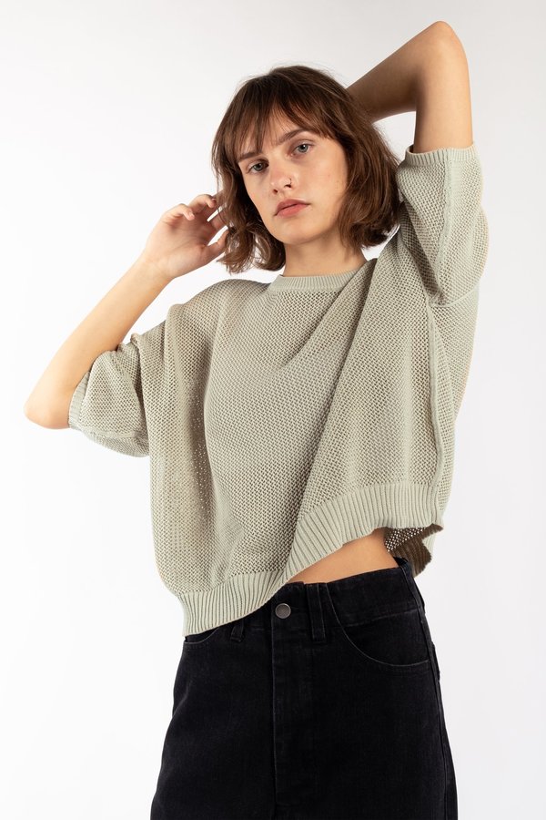 Micaela Greg Mesh Tee - Mist | Garmentory