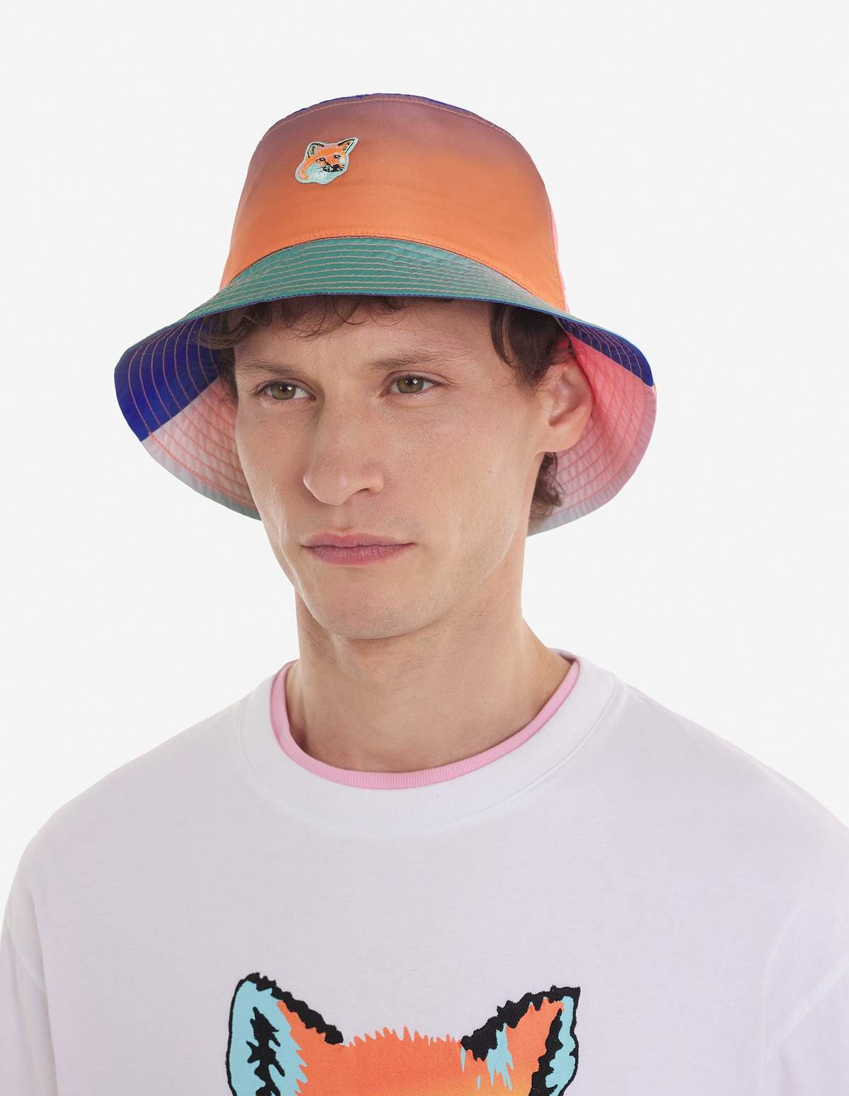 Kitsune Vibrant Fox Head Bucket Hat - Gradient Print | Garmentory