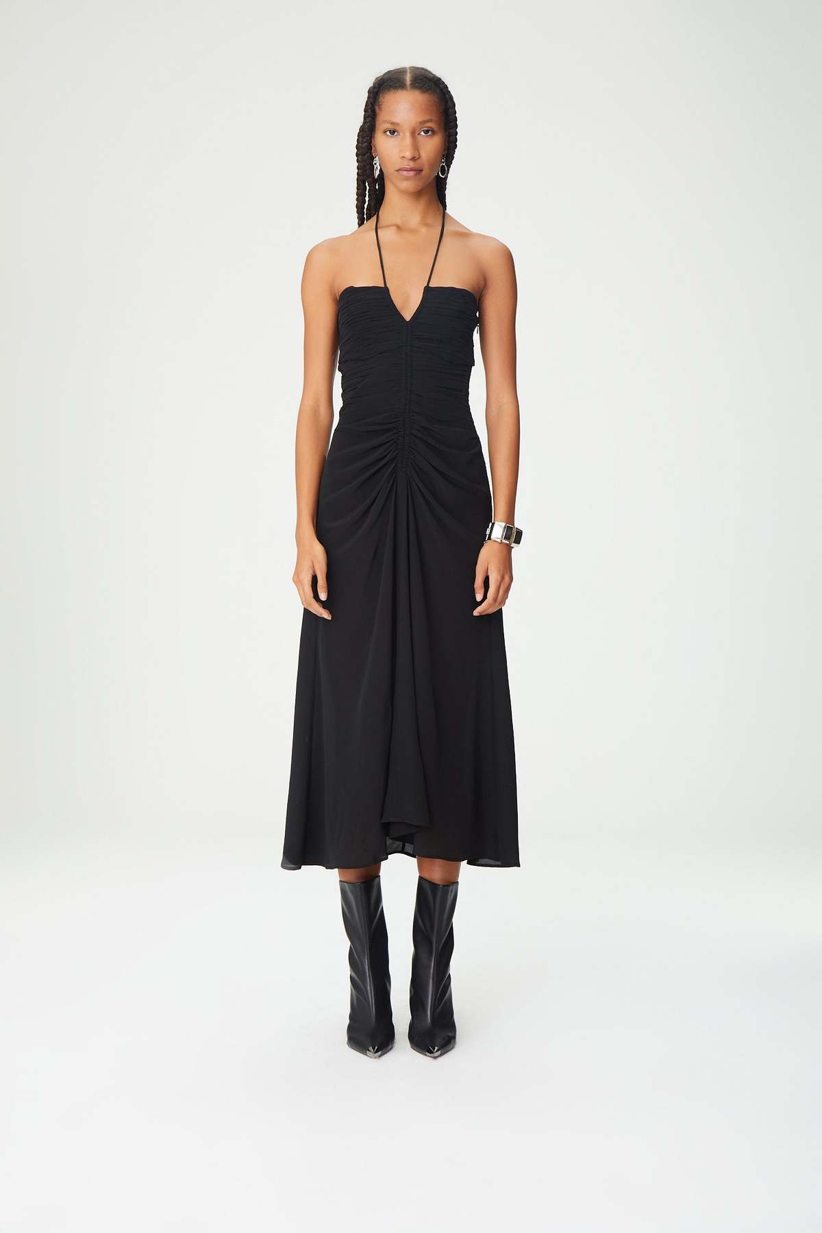 Maria Cher Toribia Midi Dress - Cachi/Black | Garmentory