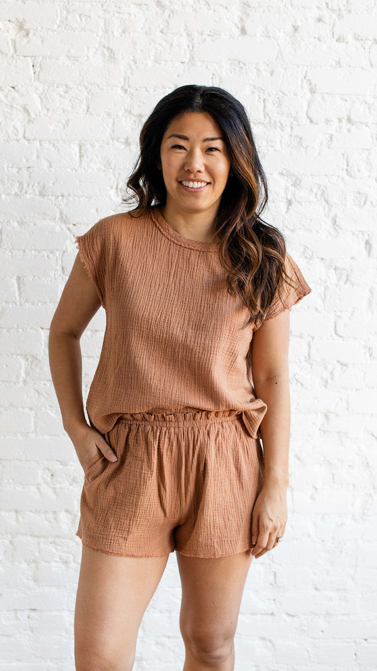 Miou Muse Gauze Shorts - Clay | Garmentory