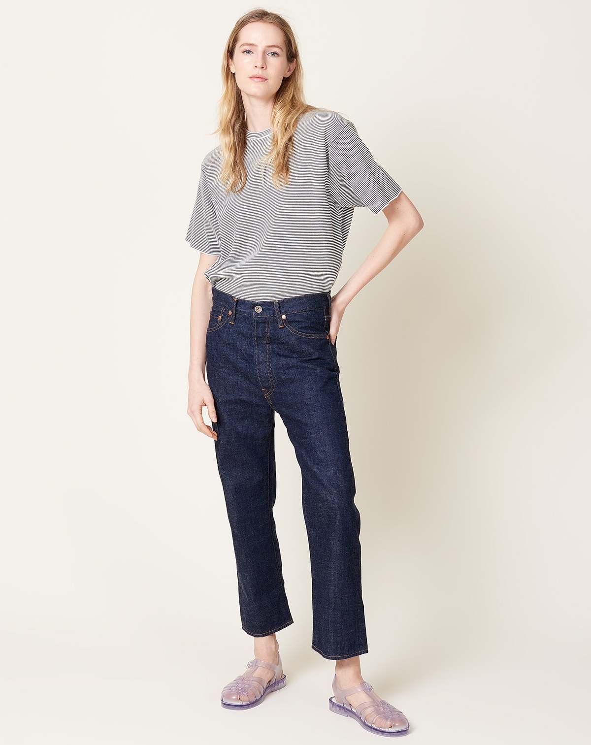 Selvedge Denim Wide Taper Cut in Rinse | Garmentory