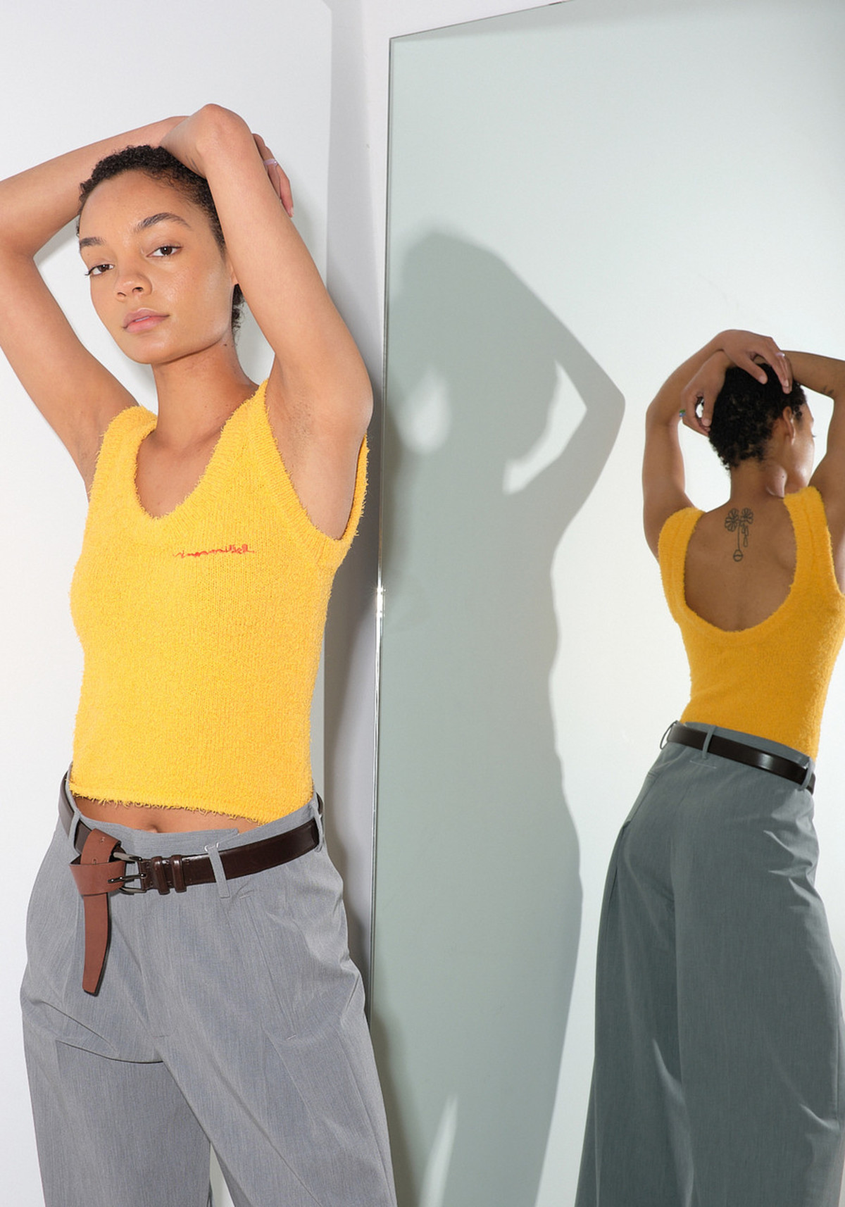 Simon Miller Textured Knit Pixie Top - Sherbet Orange | Garmentory