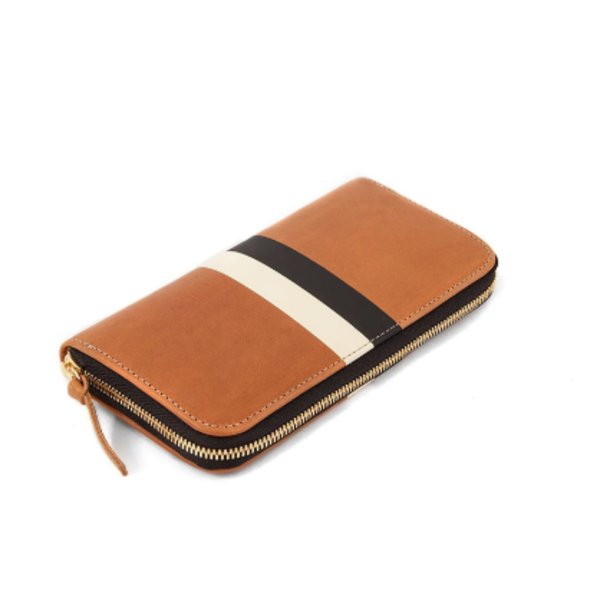 Clare V. Zip Wallet - Black/Cream Stripes | Garmentory
