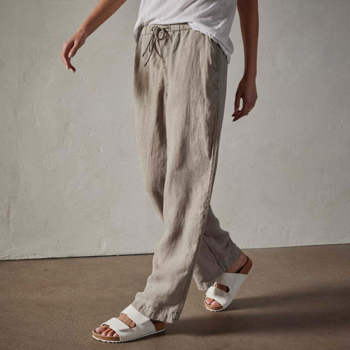 James Perse Lightweight Linen Pant - Blue Oil/Silt Pigment/White ...