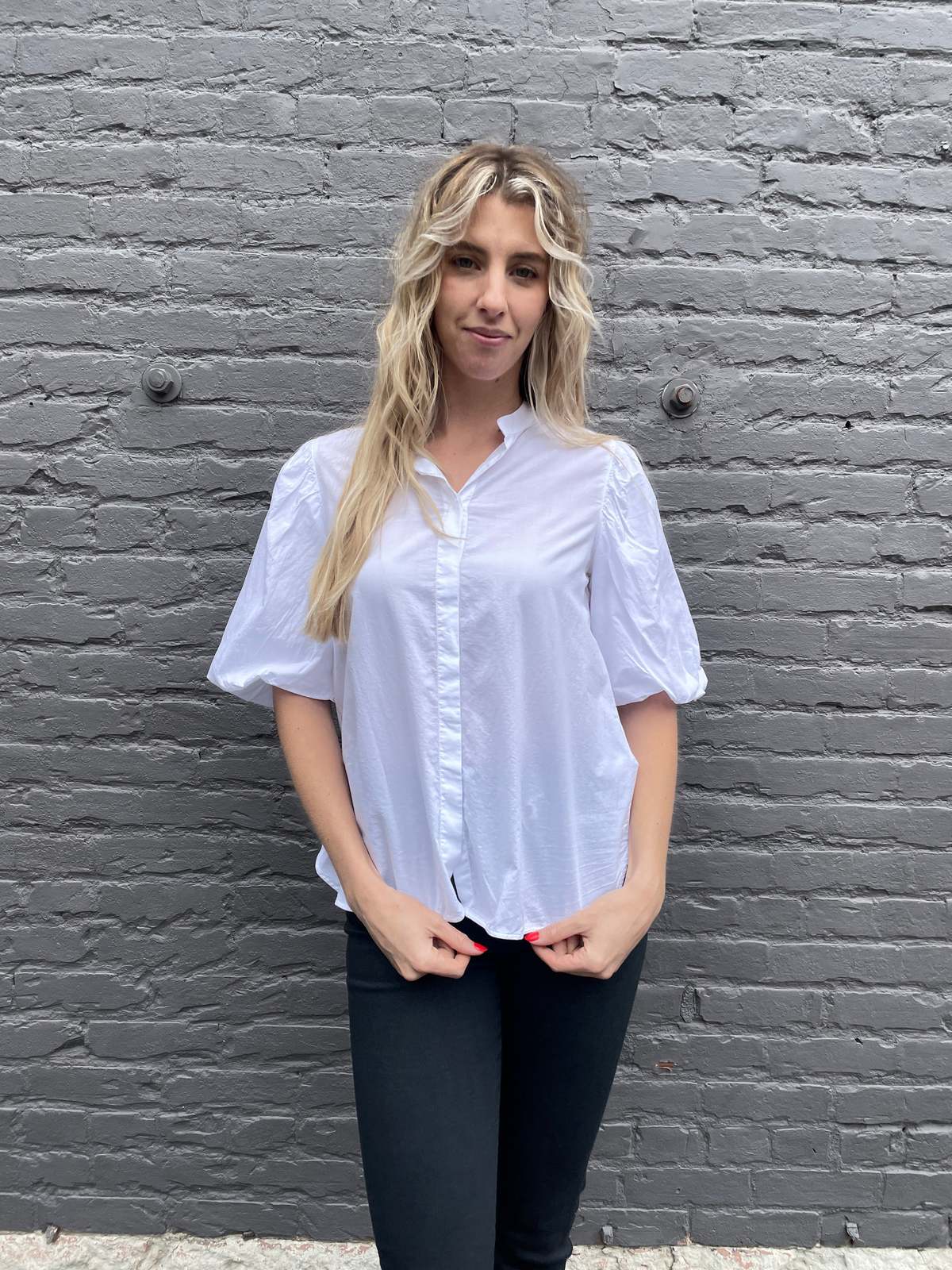 0039 Italy Daisy Puff Sleeve Blouse - White | Garmentory