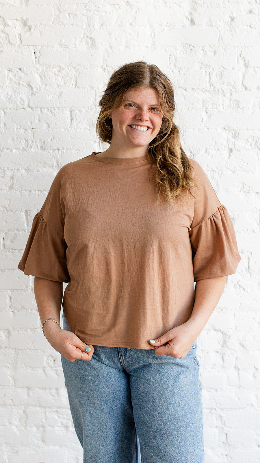 Miou Muse Aria Bubble Sleeve - Tan | Garmentory