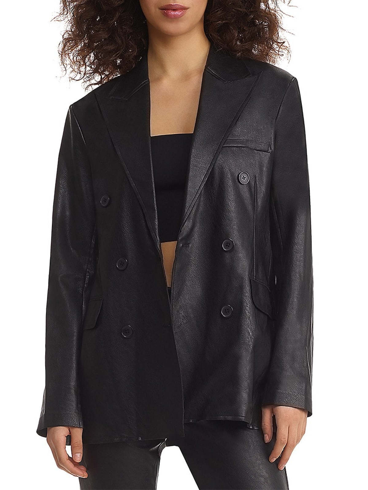 Commando Faux Leather Double Breasted Blazer - Black | Garmentory