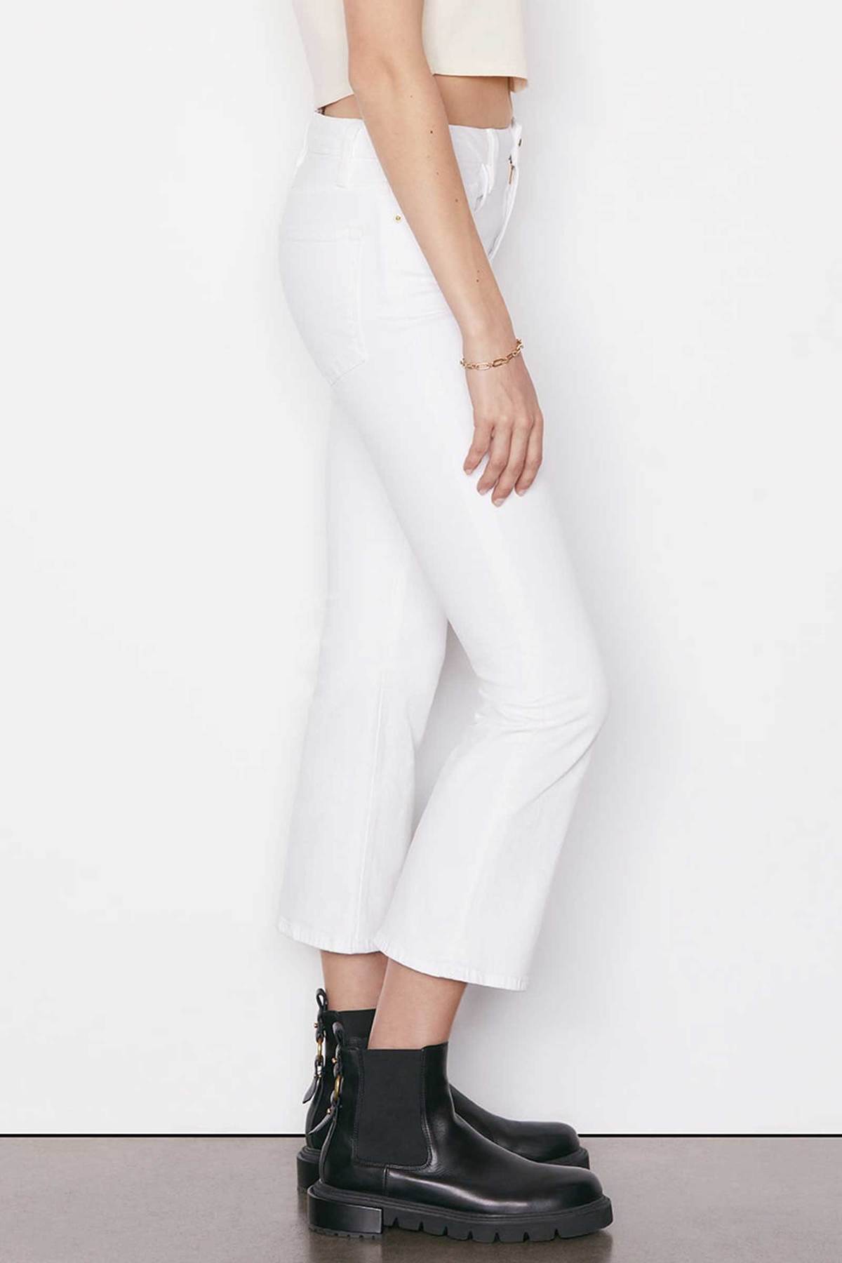 FRAME Denim Le One Crop Mini Boot - Blanc | Garmentory