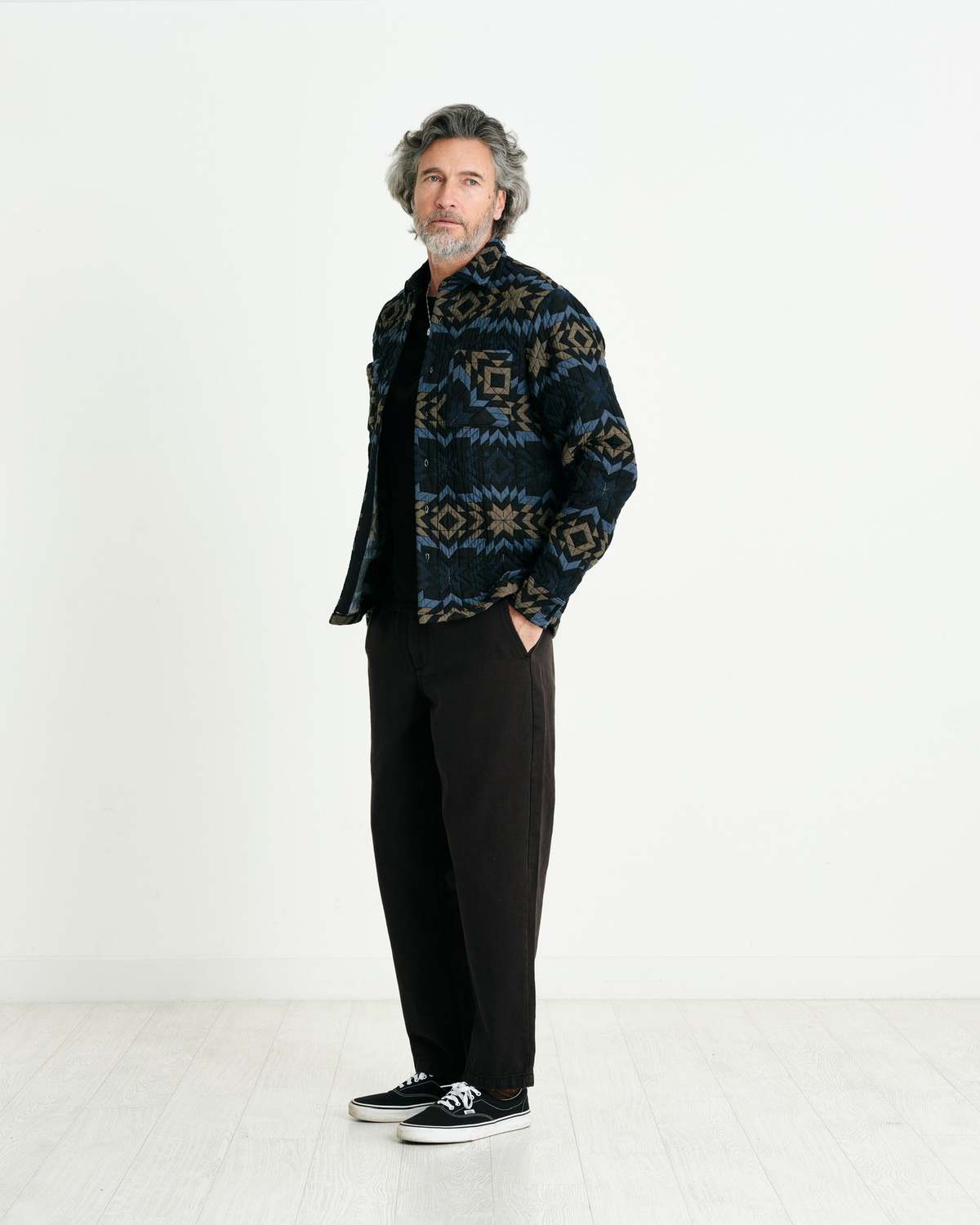 Wax London Mens Whiting Overshirt - Black/Navy Maze | Garmentory
