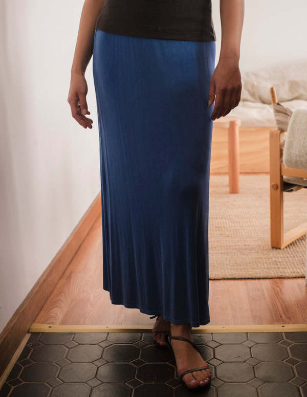 Long Skirt - Metallic Blue | Garmentory