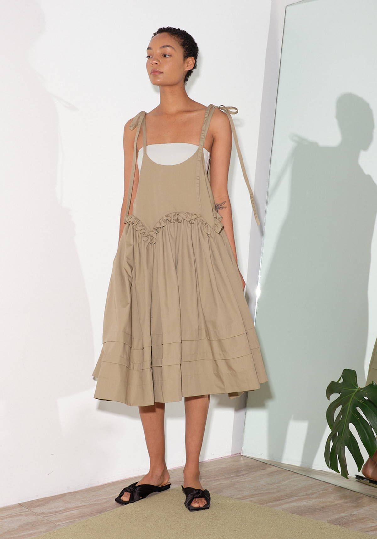 Sandy Liang Ischia Dress - Light Khaki | Garmentory
