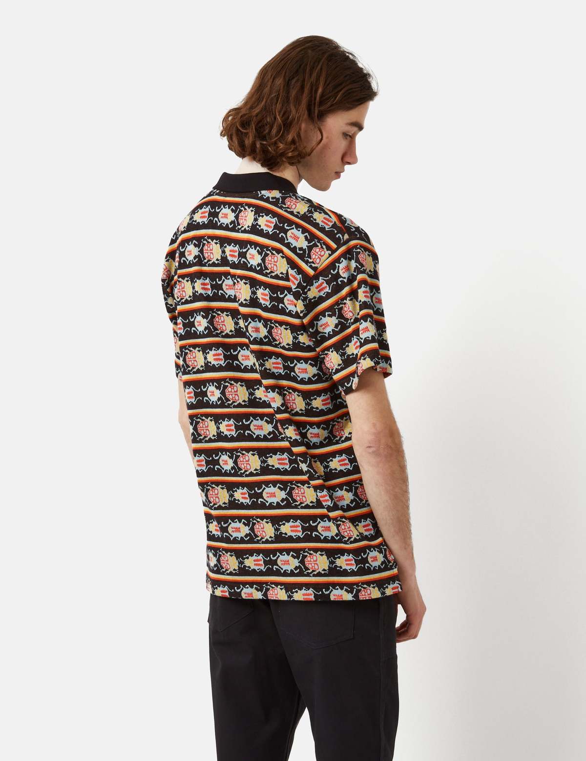 OBEY Bugs Jacquard Short Sleeve Polo Shirt - Black Multi | Garmentory