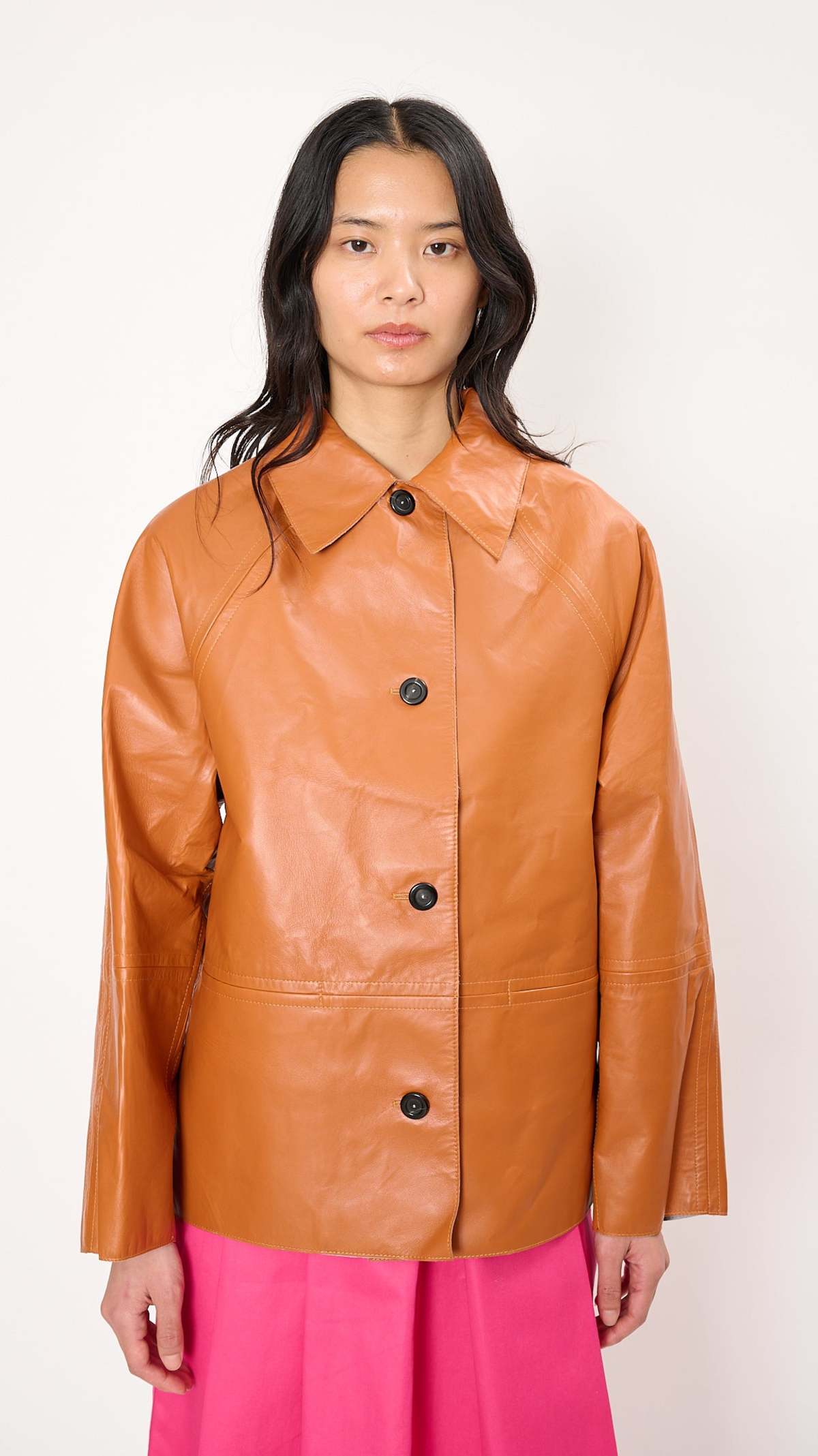 KASSL Original Hip Soft Leather Coat - Fire | Garmentory