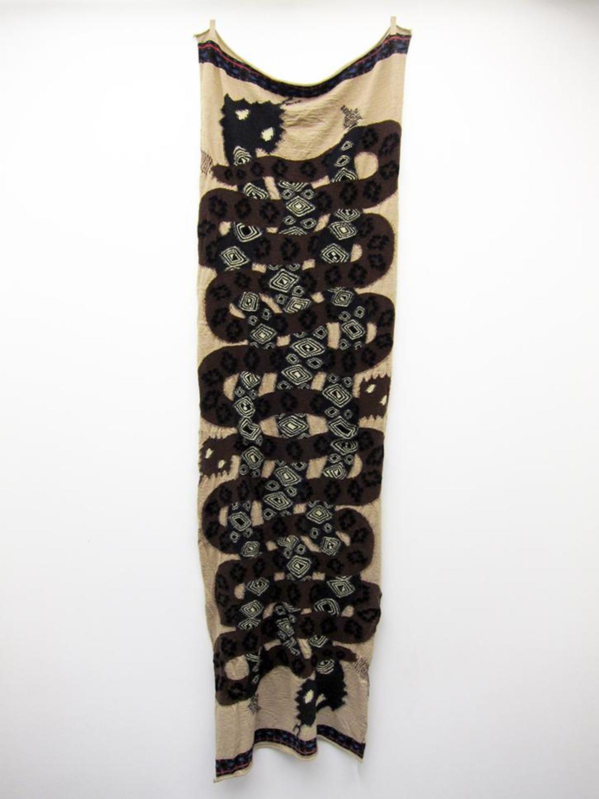 Kapital Compressed Wool Scarf Weaving Snakes - Beige | Garmentory