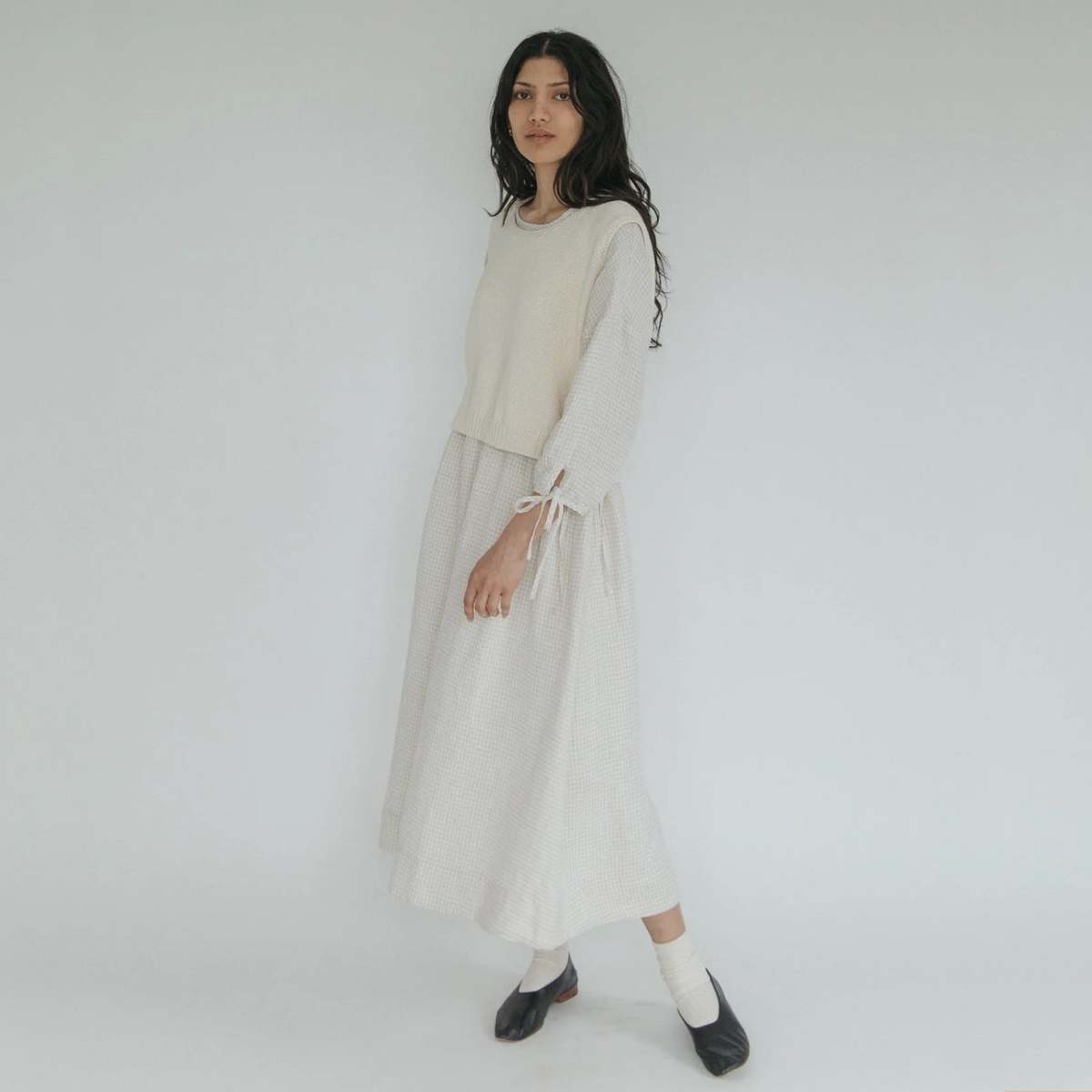 Gillian Stevens Bea Dress - Oat Plaid | Garmentory