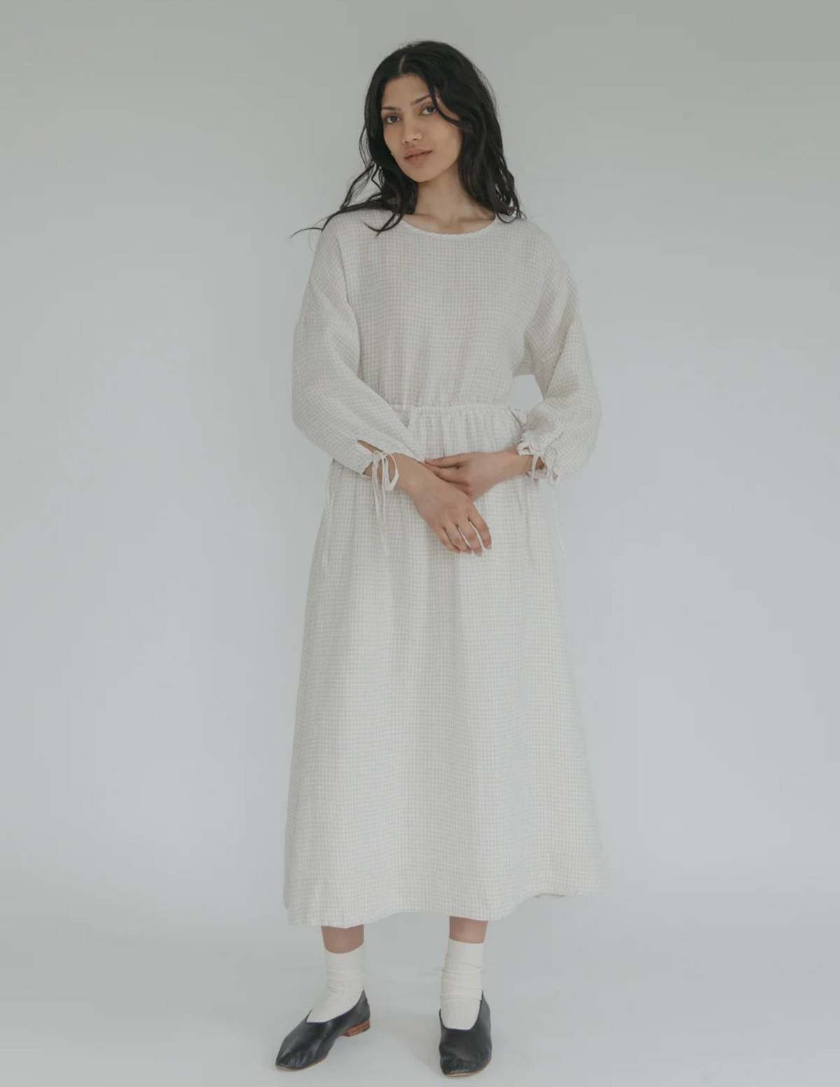 Gillian Stevens Bea Dress - Oat Plaid | Garmentory