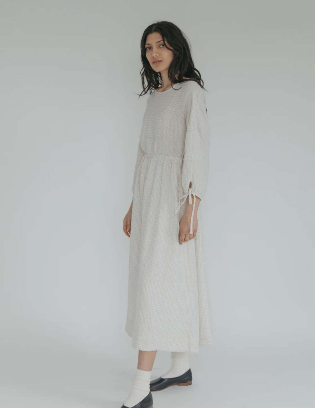 Gillian Stevens Bea Dress - Oat Plaid | Garmentory