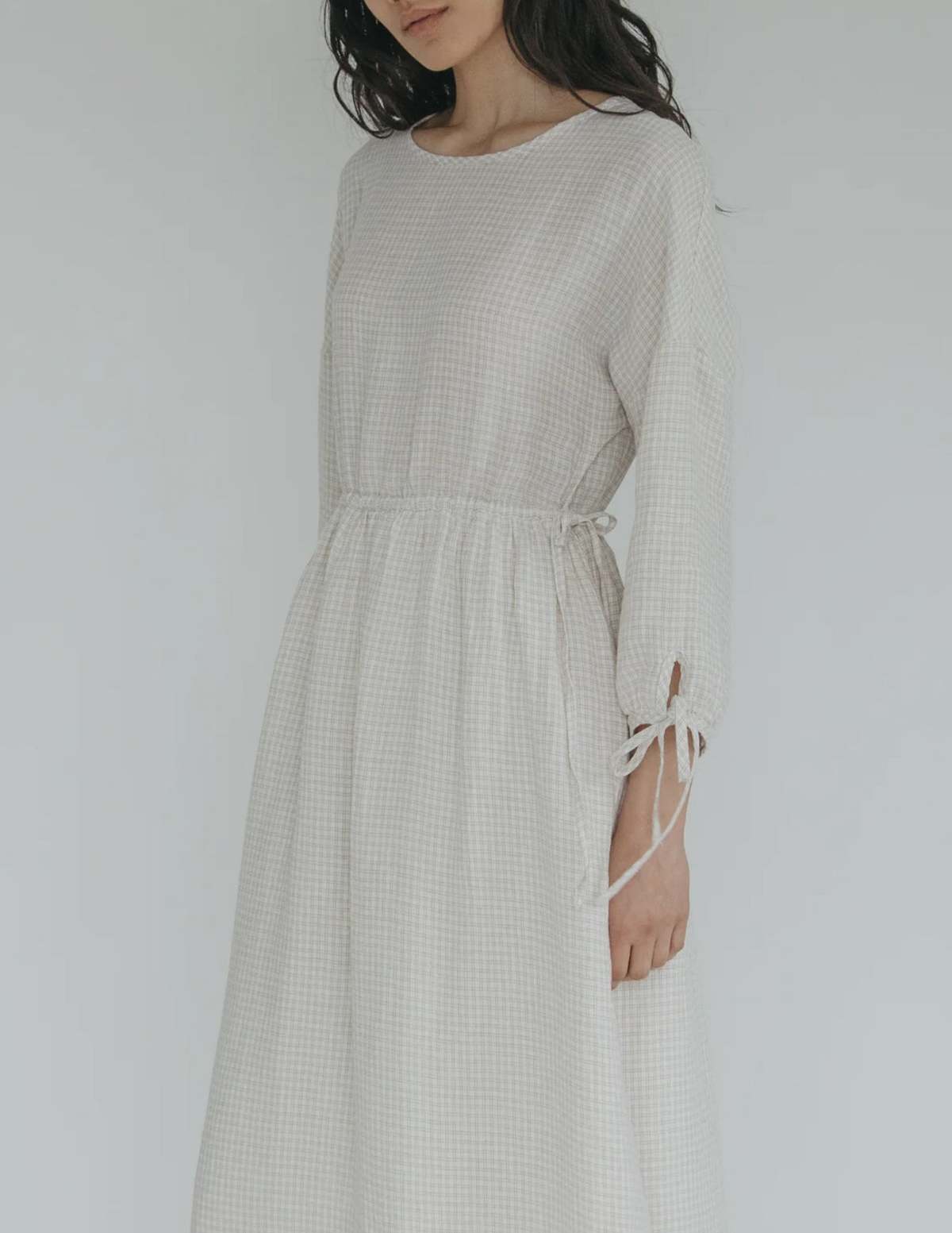 Gillian Stevens Bea Dress - Oat Plaid | Garmentory