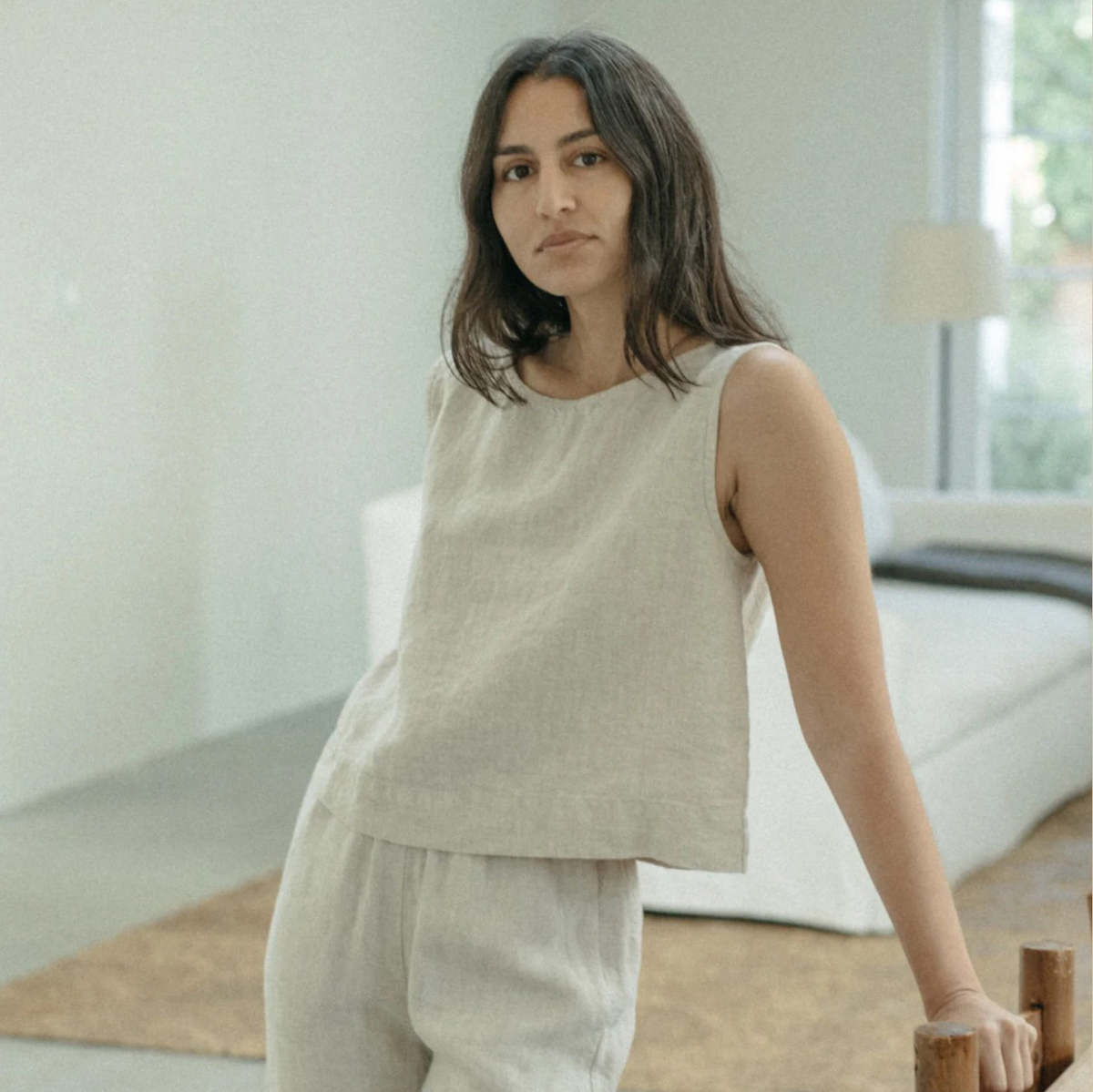 Gillian Stevens Finley Tank - Oatmeal | Garmentory