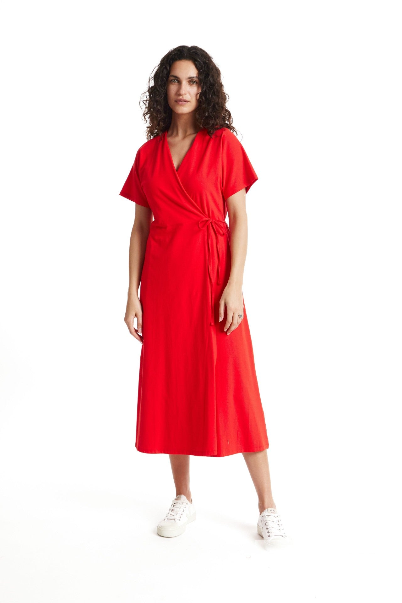 People Tree Leora Eco-Jersey Wrap Dress - Red | Garmentory