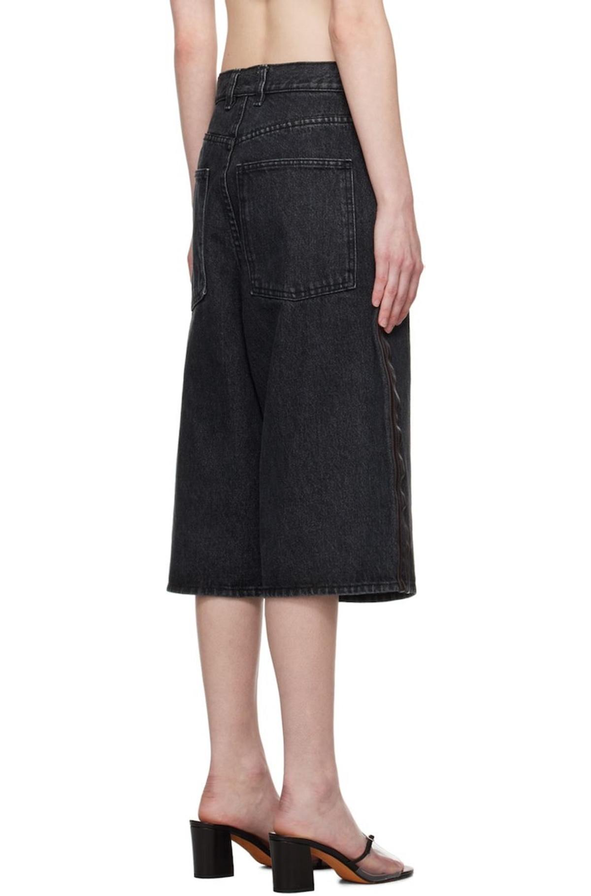 Maryam Nassir Zadeh Emblem Denim Shorts - Black | Garmentory