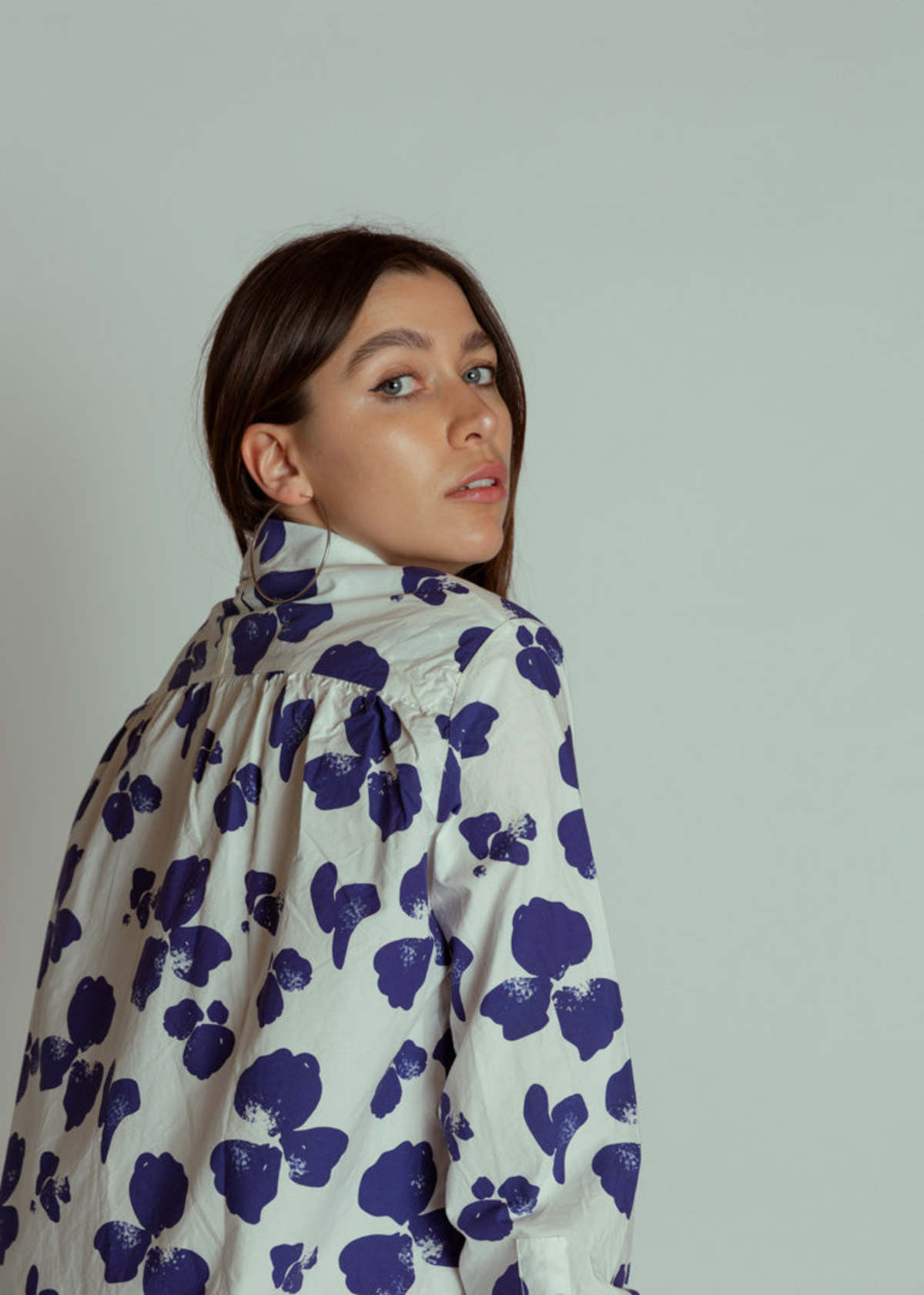 H+ Hannoh Wessel Hannoh Printed Chinzia Shirt - Ink Flower | Garmentory