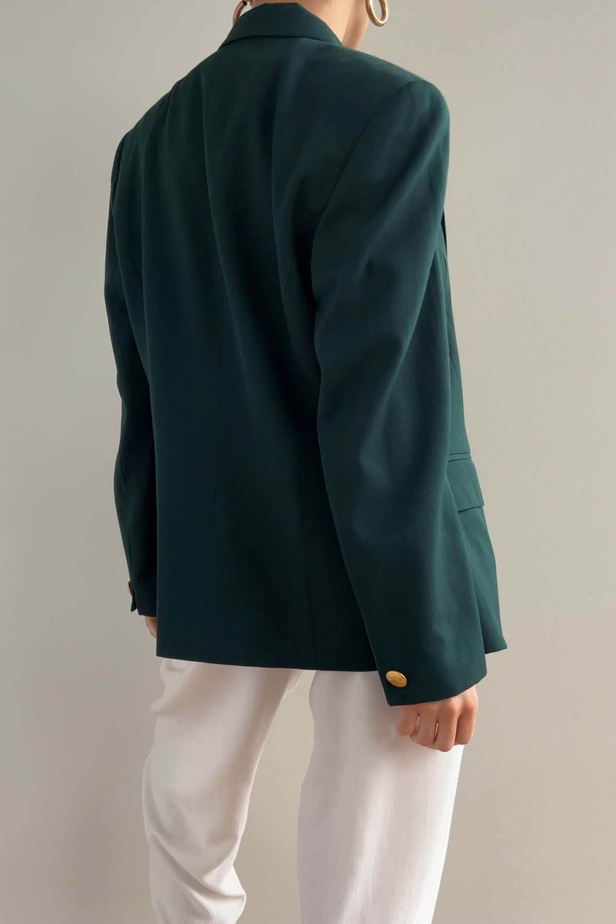 Vintage Wool Blazer - Evergreen/Gold Tone | Garmentory