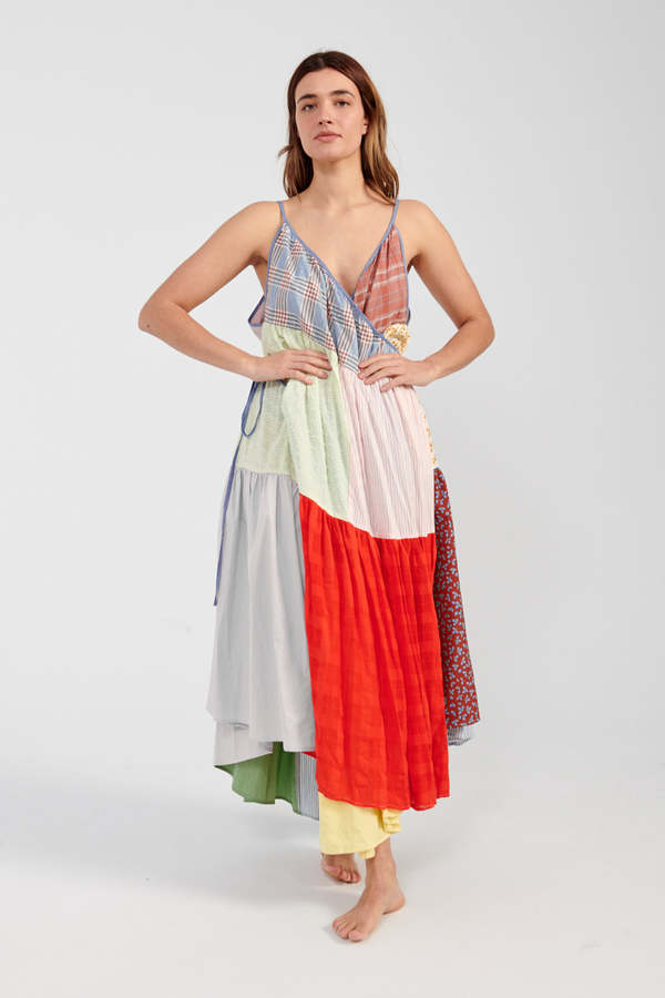 La Reunion Studio Patchwork Wrap Dress - Multi | Garmentory