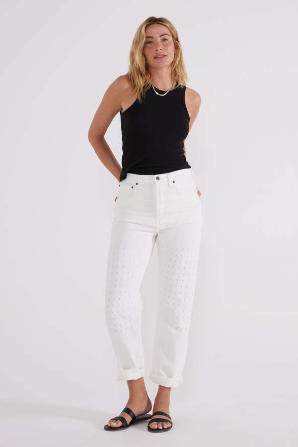 ETICA Bryce High Rise Boyfriend - White Laser Vortex | Garmentory