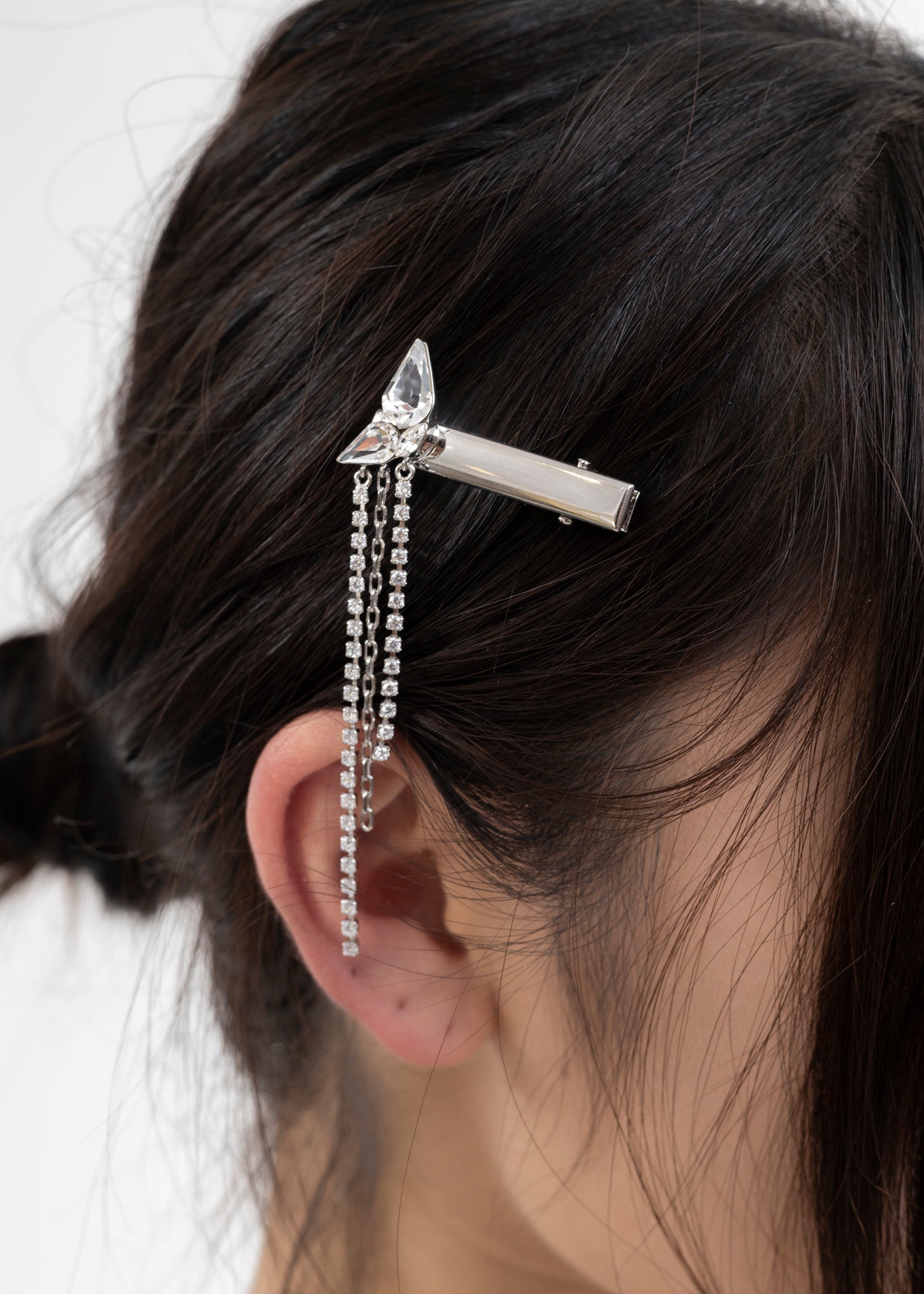 DEPARTMENT Rhinestone Wing And Chains Hair Pin - Silver | Garmentory