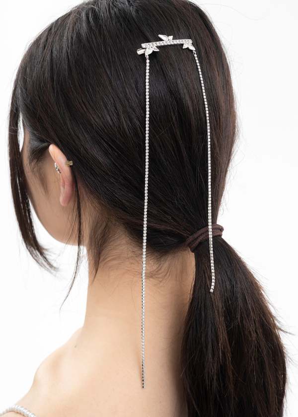 DEPARTMENT Rhinestone Wings and Chains Hair Pin - Silver | Garmentory