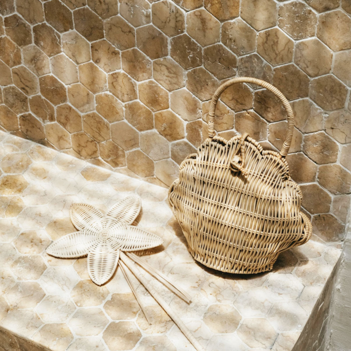 Pink Haley Rattan Clamshell Purse | Garmentory