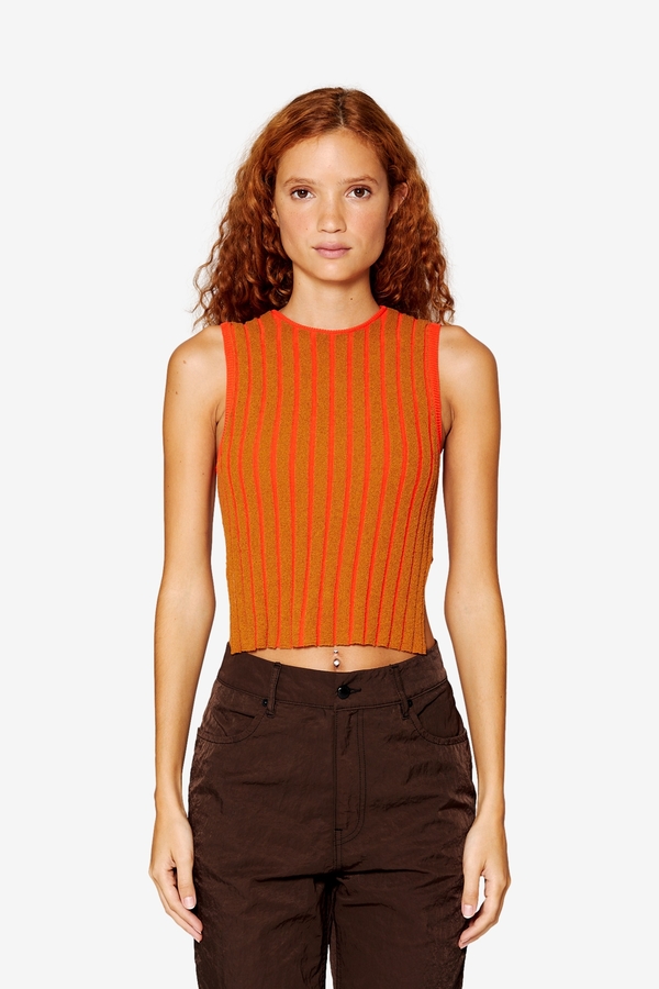 ECKHAUS LATTA Fluted Tank - Blood Orange | Garmentory