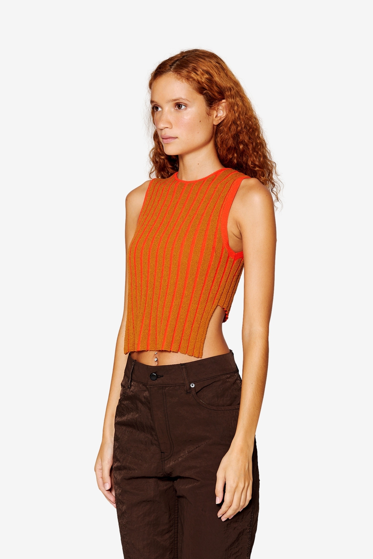 ECKHAUS LATTA Fluted Tank - Blood Orange | Garmentory