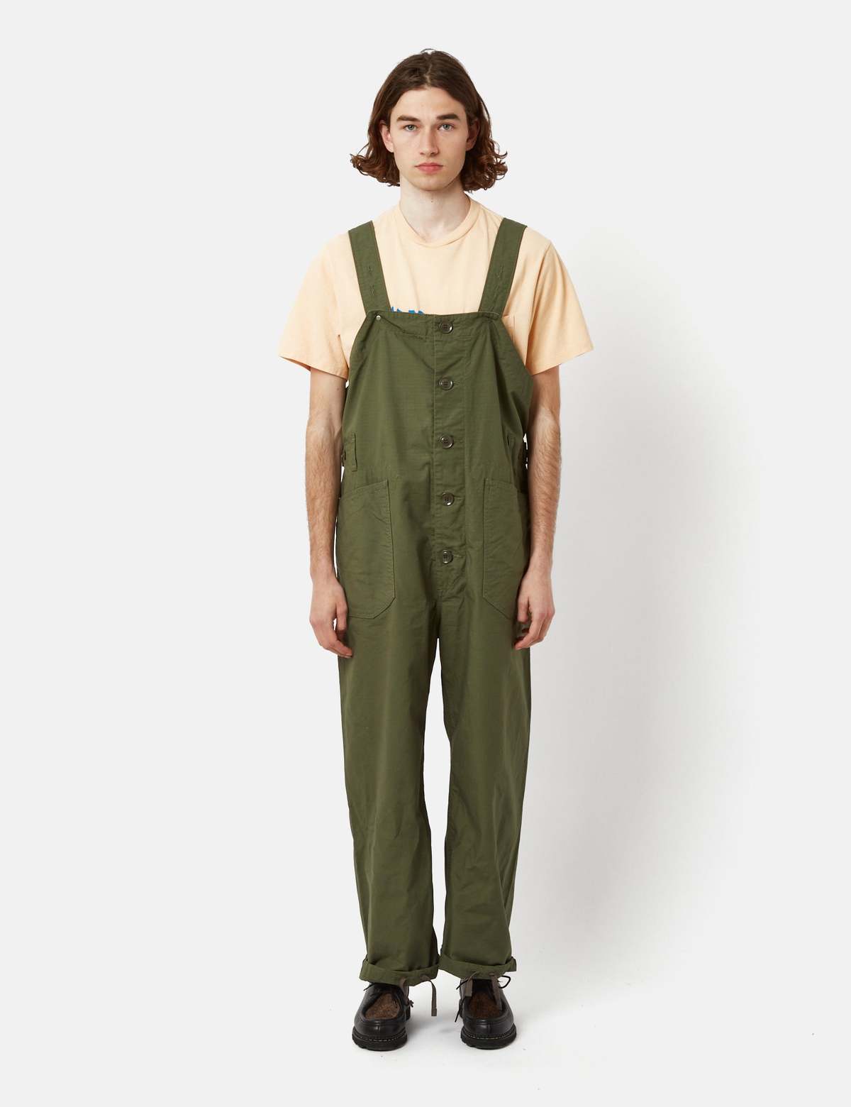 Engineered Garments Relaxed Ripstop Overalls - Olive Green | Garmentory