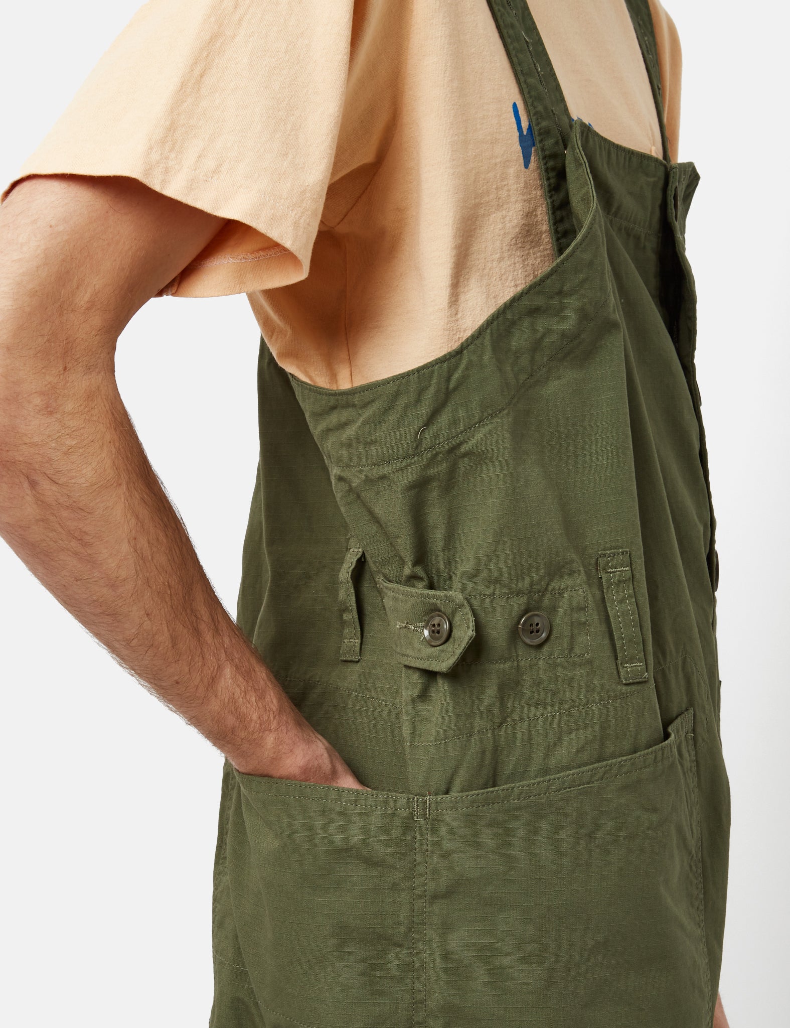 Engineered Garments Relaxed Ripstop Overalls - Olive Green | Garmentory