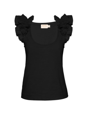 NNation Ltd Valentina Ruffled Tank - Jet Black | Garmentory