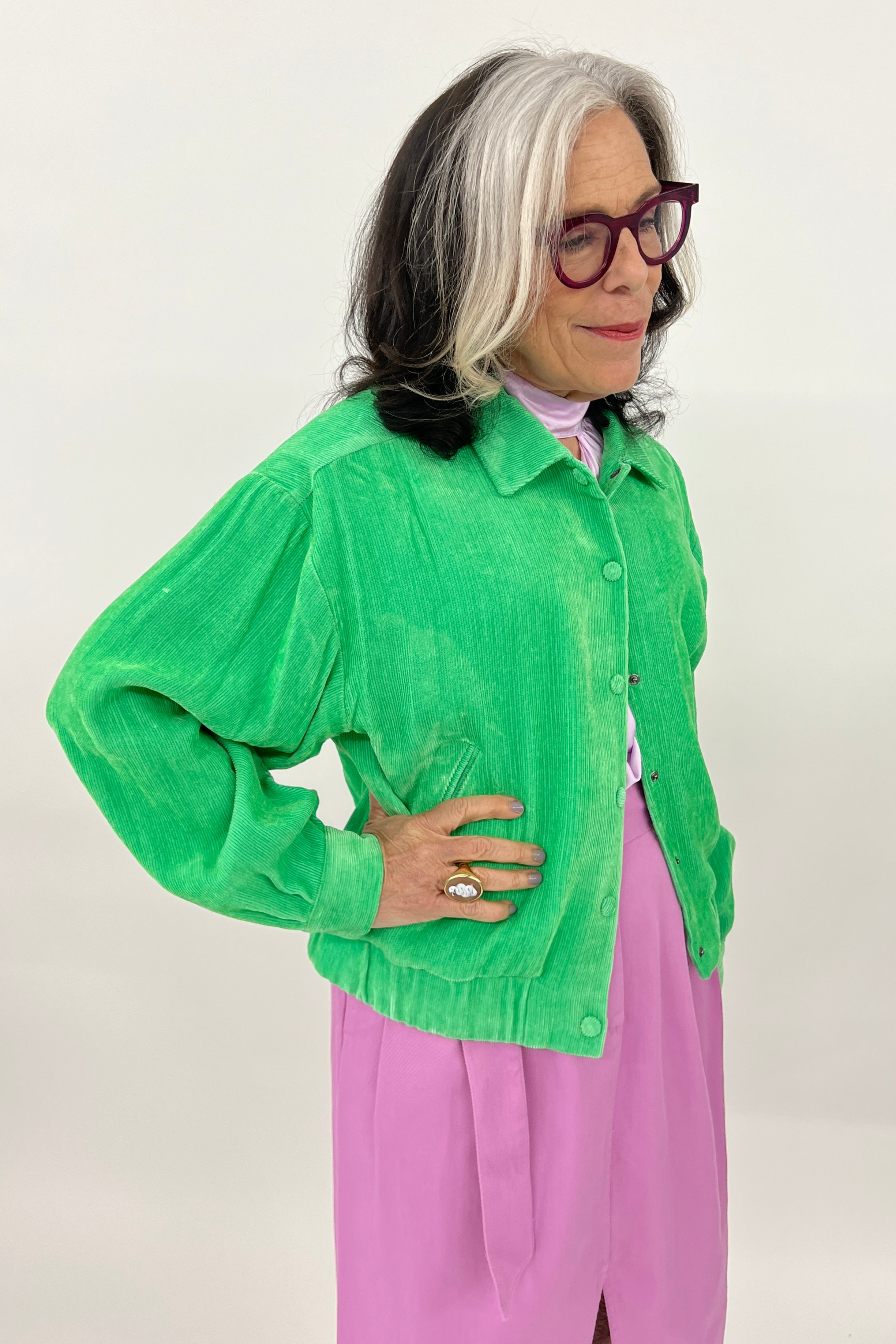 Alysi Velvet Bomber - Green | Garmentory