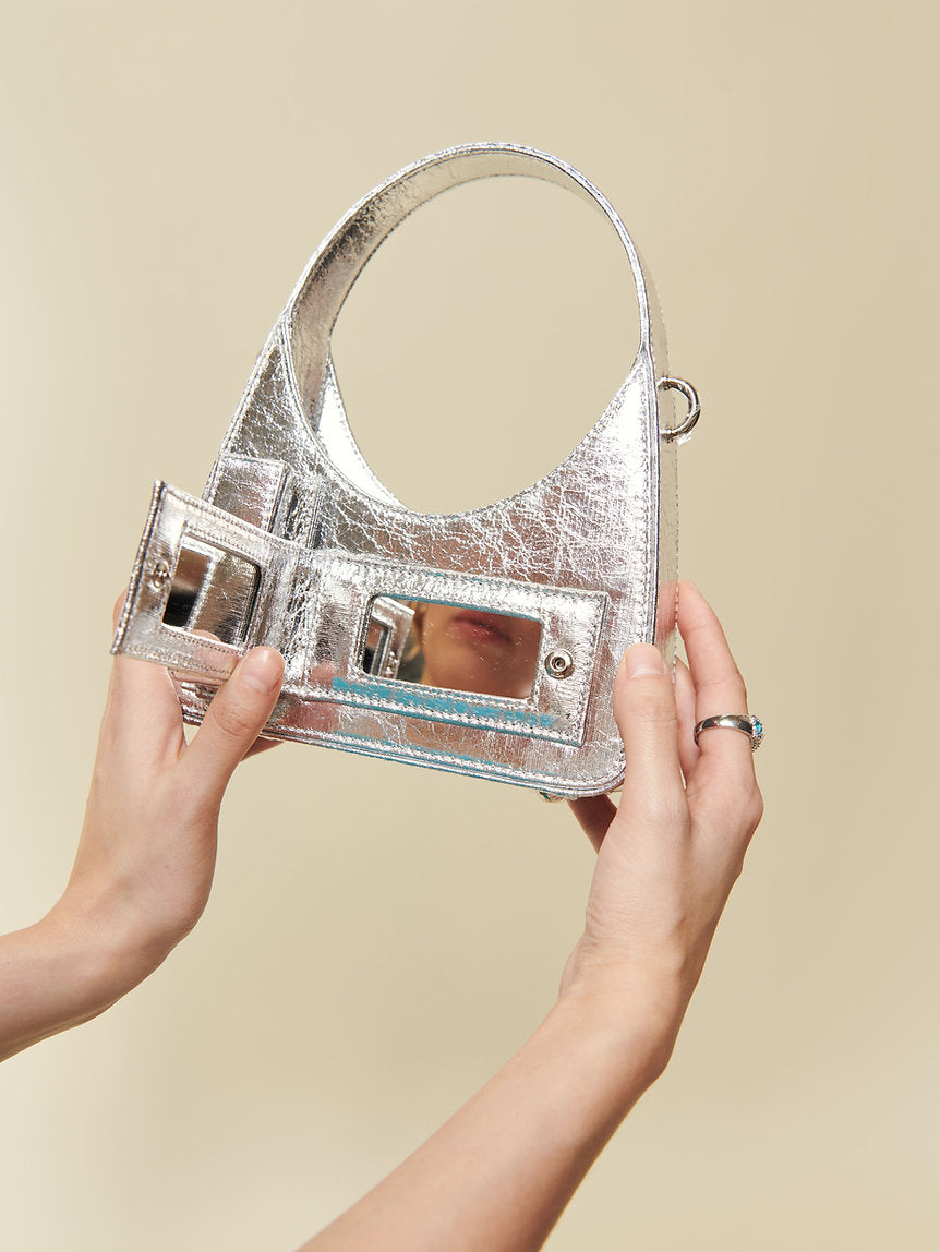House of Sunny Mini Metallic Icon Purse - Chrome | Garmentory