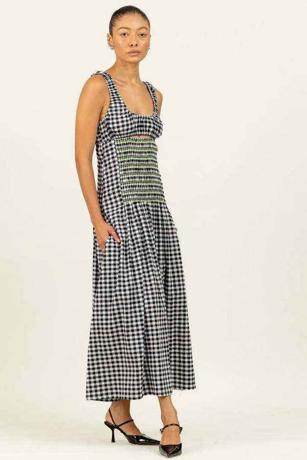 Toit Volant BELLA SMOCKED DRESS - Black/White | Garmentory