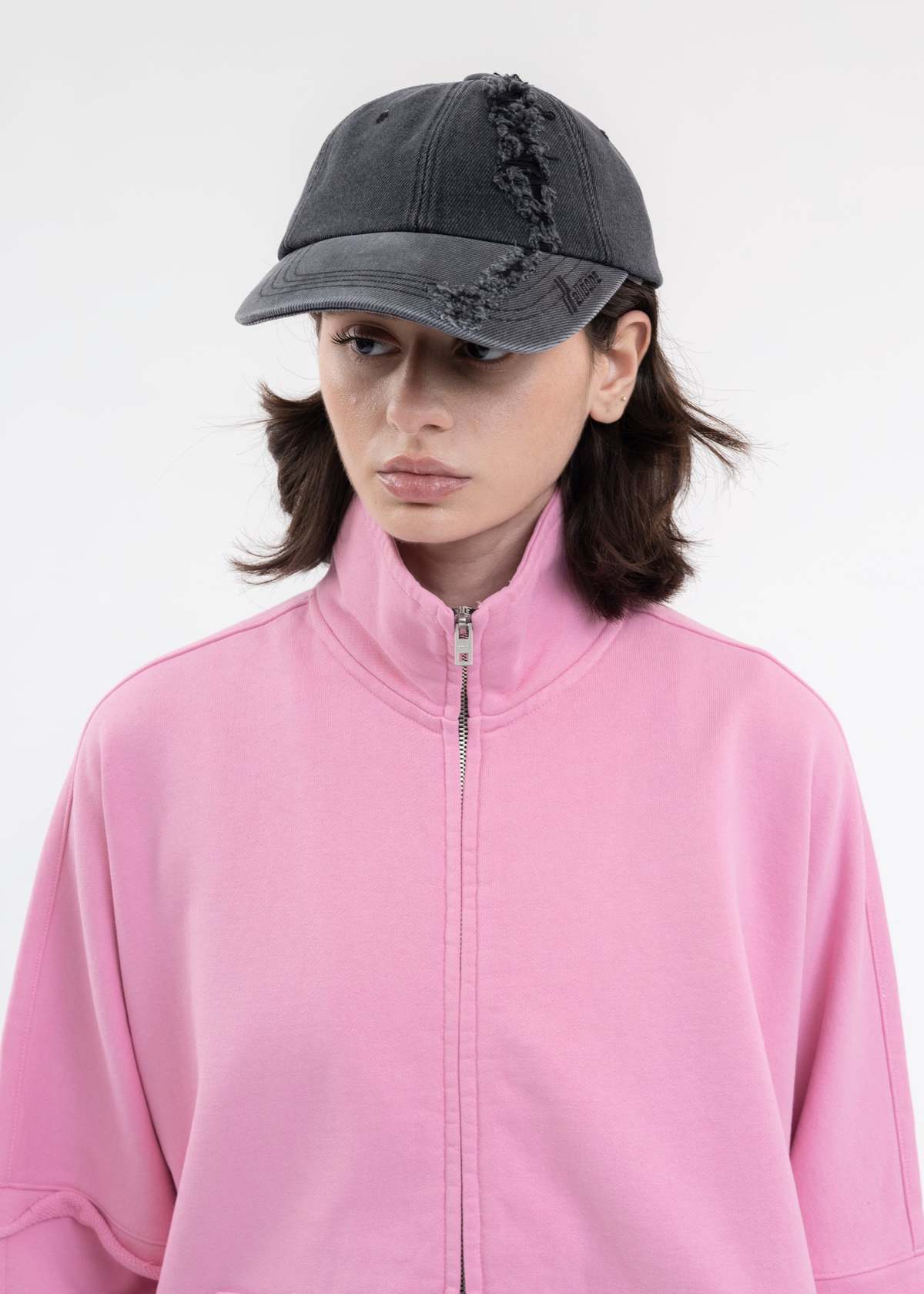 We11done Diagonal Destroyed Denim Cap - Black | Garmentory